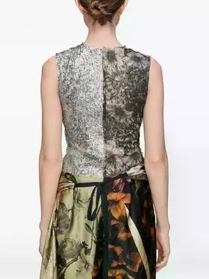 MAISON MARGIELA Sequin Floral-print Sleeveless Top - Grey