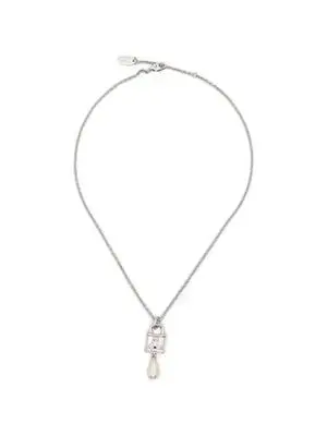 VIVIENNE WESTWOOD Small Celestia Padlock Pendant Necklace With Faux Pearl - Silver