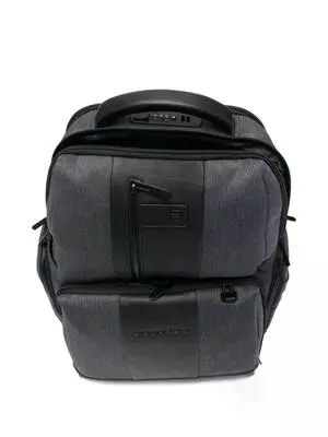 PIQUADRO Leather Panel Zip-up Backpack