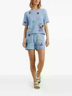 Chinti & Parker Snoopy Fruit Motif Crochet T-shirt - Blue