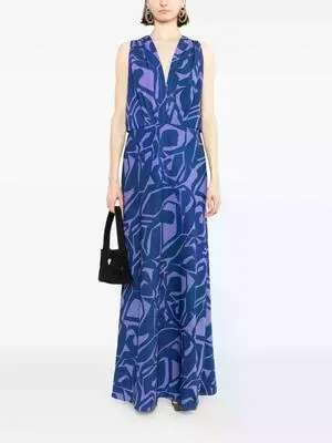 BLAKLACE V-neck Sleeveless Printed Maxi Dress