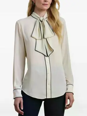 Ralph Lauren Tie-neck Blouse With Contrasting Trim