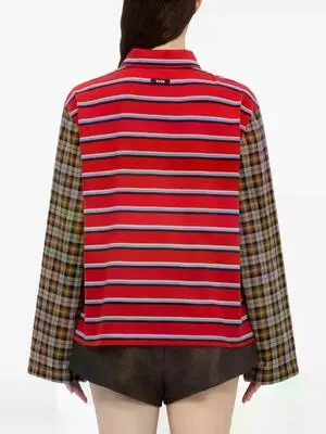 MSGM Striped Polo Shirt With Patchwork Sleeves