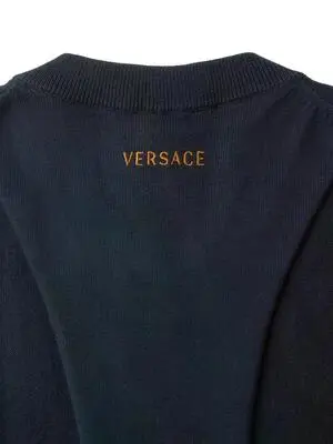 Versace Cotton Knit Tank Top With Embroidered Logo And Cutout Detailing