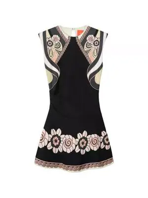 La DoubleJ Sleeveless Floral Print Mini Dress - Black