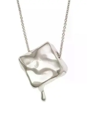 Rabanne Molten Cube Pendant Necklace - Silver