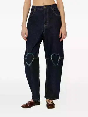 Moschino Heart Cut-out Frayed Jeans