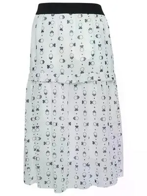 See By Chloé Cotton Graphic Print Layered Midi Skirt