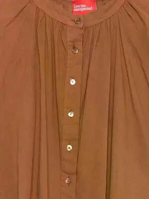 MERCI Gathered Buttoned Shirt - Brown