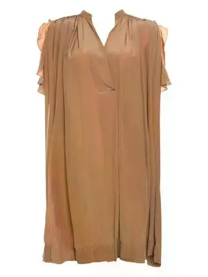 Chloé Ruffled Silk Dress - Brown