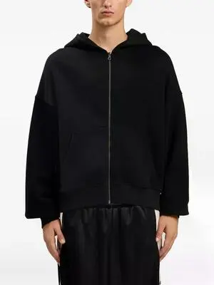 Palm Angels Curved Logo Zip Hoodie - Black