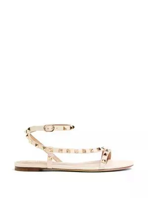 Valentino Garavani Rockstud Calfskin Sandals - Neutrals