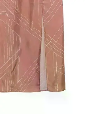 ALYSI Geometric Print Maxi Skirt With Slit Detail - Pink