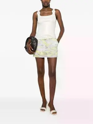 Pinko Camouflage Print Cotton Mini Skirt