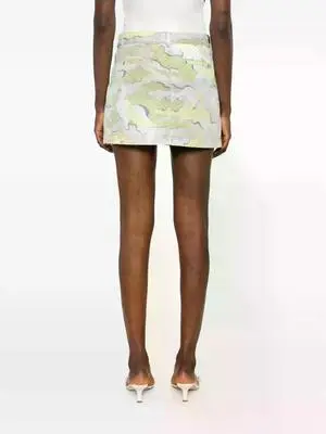 Pinko Camouflage Print Cotton Mini Skirt