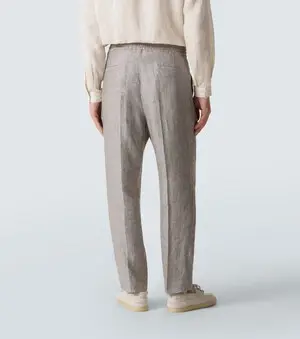 Brunello Cucinelli Tapered Hemp And Linen Trousers - Grey
