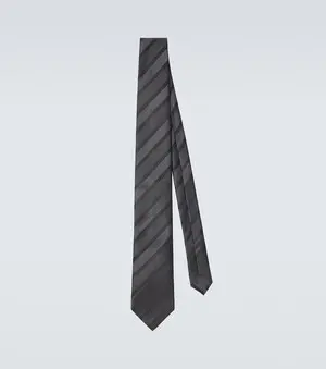 Brunello Cucinelli Striped Silk Neck Tie - Grey