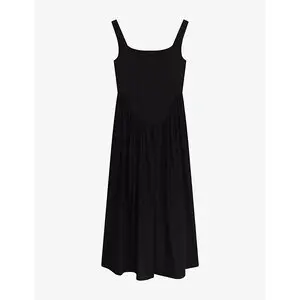 OMNES Suri Square-neck Linen-blend Maxi Dress - Black