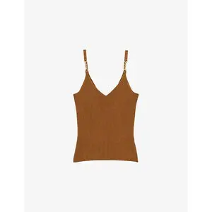 REISS X Atelier Cara Silk-blend Vest - Rust