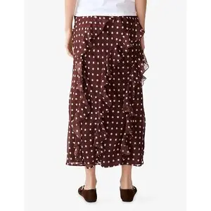 OMNES Darline Star-print Satin Midi Skirt