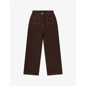 OMNES Wide-leg High-rise Jeans - Brown