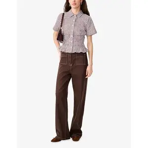 OMNES Wide-leg High-rise Jeans - Brown
