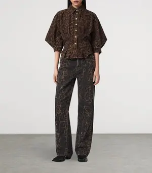 ALLSAINTS Nancy Leopard Print Denim Shirt