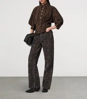 ALLSAINTS Nancy Leopard Print Denim Shirt