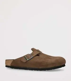BIRKENSTOCK Suede Boston Clogs With Buckle Fastening - Brown