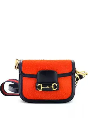 Gucci Horsebit 1955 Shoulder Bag Wool Mini - Blue