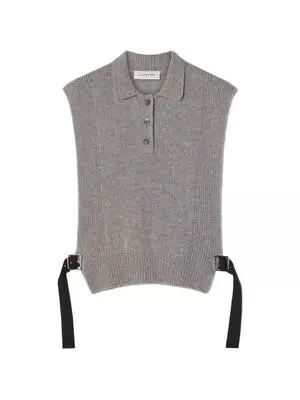LANVIN Ribbed-trim Sleeveless Sweater - Grey