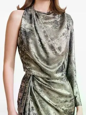 GEMY MAALOUF Metallic Asymmetrical Neck Maxi Dress
