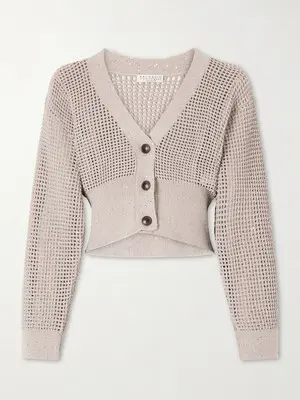 Brunello Cucinelli Sequin-embellished Open-knit Cardigan