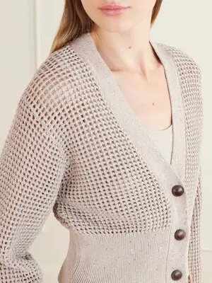 Brunello Cucinelli Sequin-embellished Open-knit Cardigan