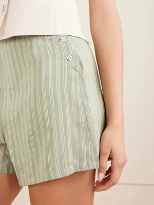 BODE Sylvan Striped Silk-satin Shorts