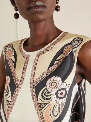 La DoubleJ San Carlo Asymmetric Printed Silk-twill Blouse - Neutrals