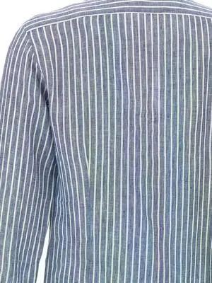 BARBA NAPOLI Striped Linen Shirt - Blue