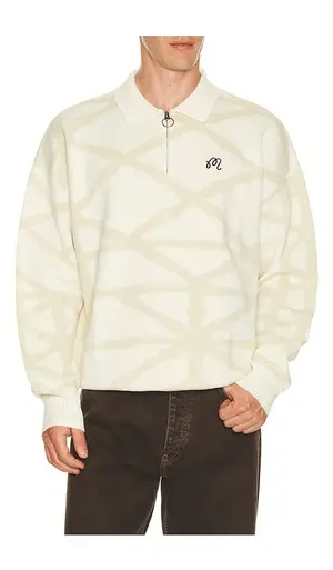 MALBON Malbon Verdant Quarter Zip Sweater Cream