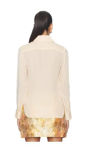 Renggli Silk Georgette Button Up Shirt - Peach