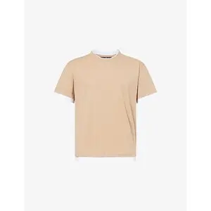 7 For All Mankind Double-layer Crew-neck Cotton T-shirt - Tan
