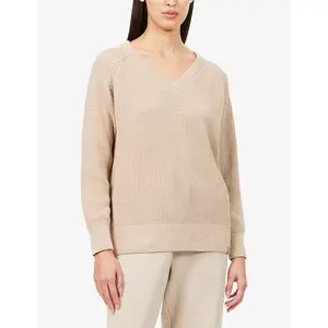 NOW YOU LIVE Laughton V-neck Knitted Cotton Jumper