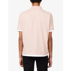 7 For All Mankind Double-layer Collared Cotton Polo Top - Rose