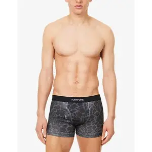 TOM FORD Cheetah-print Stretch-cotton Boxer Briefs - Ink