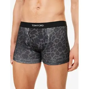 TOM FORD Cheetah-print Stretch-cotton Boxer Briefs - Ink