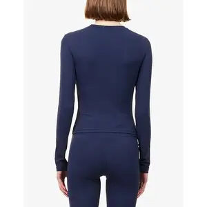 THE COUTURE CLUB Long-sleeve Compression Stretch-jersey Top - Navy