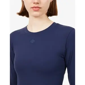 THE COUTURE CLUB Long-sleeve Compression Stretch-jersey Top - Navy