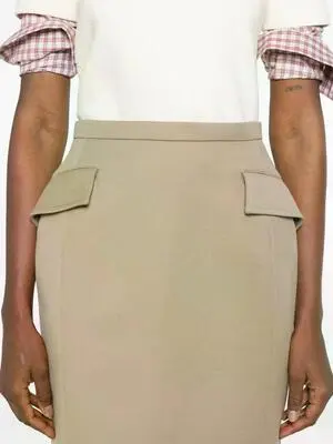 N°21 Khaki Green Mini Skirt With Zip Fastening And Front Pockets - Neutrals