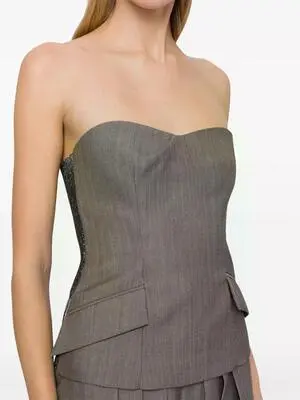 Alberta Ferretti Wool Tweed Bustier Top