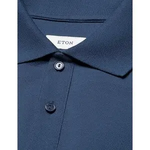 Eton Short-sleeved Cotton-piqué Polo Shirt - Mid Blue