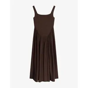 OMNES Suri Square-neck Linen-blend Maxi Dress - Chocolate